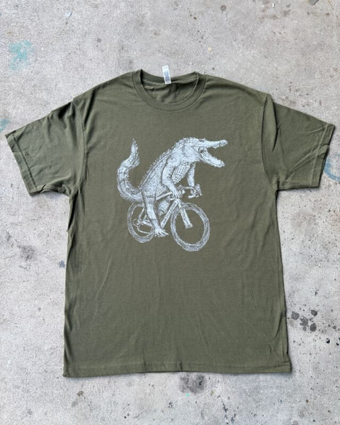 alligator-on-a-bicycle-mensunisex-shirt-90s-heavy-tee-army-s-alligator ...